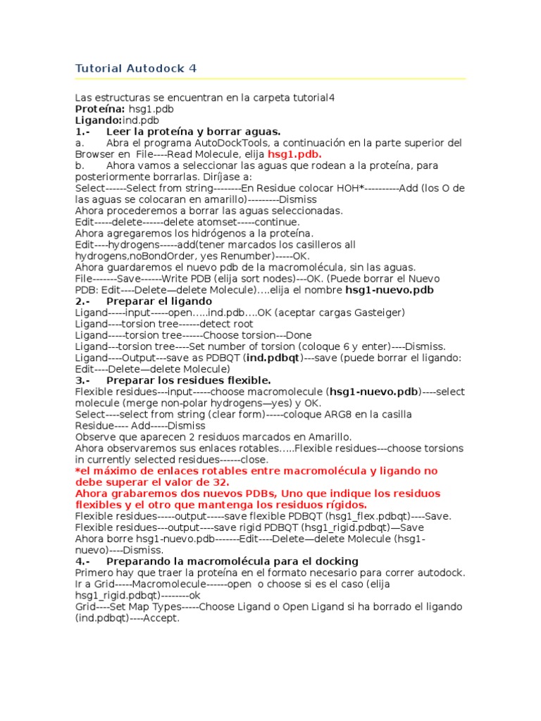 Tutorial Autodock 4 | PDF | Bioquímica | Química