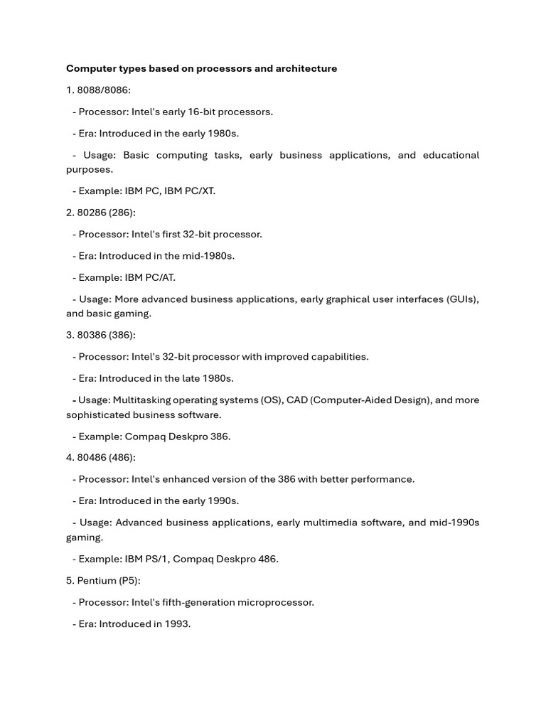 Computer types based on processors and architecture | PDF