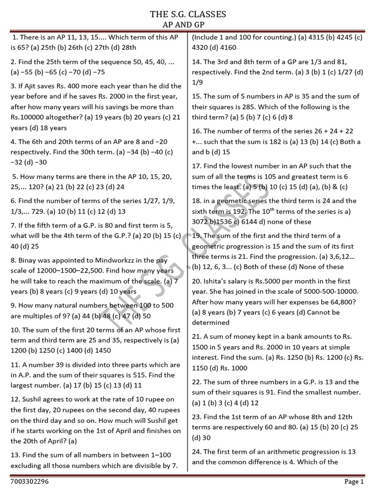 AP and GP | PDF | Elementary Mathematics | Mathematical Analysis
