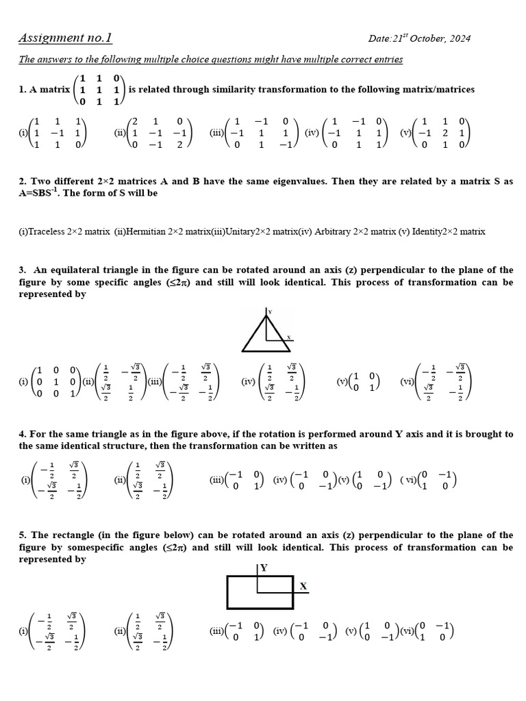 Pre Course Assignment 1 22102024 | PDF | Eigenvalues And Eigenvectors | Matrix (Mathematics)