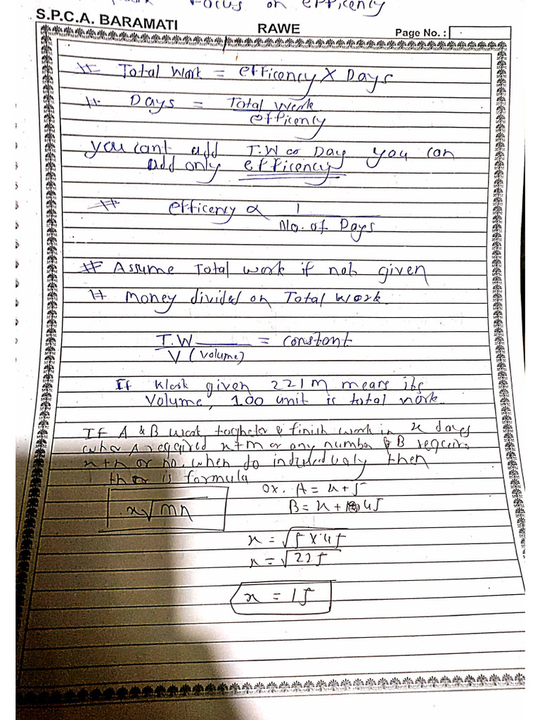 Work and Time Handwriting Notes | PDF