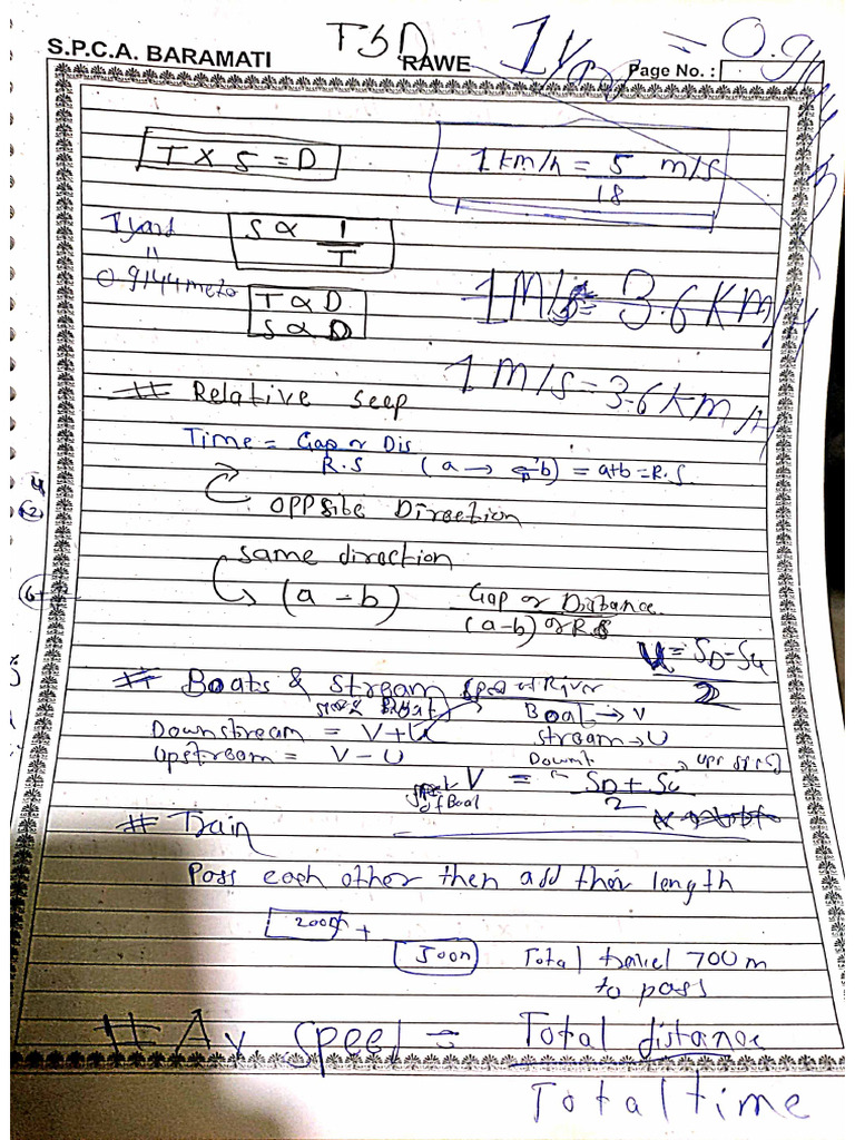 Time Speed Distance Notes | PDF