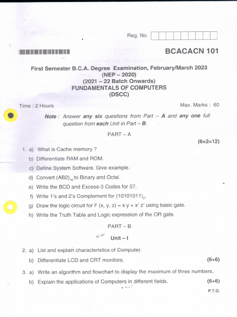 BCA I Semester Fundamentals of Computers NEP Feb 2023 | PDF