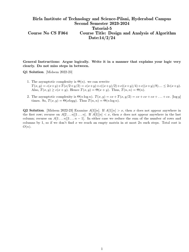 Tut 5 Solution | PDF