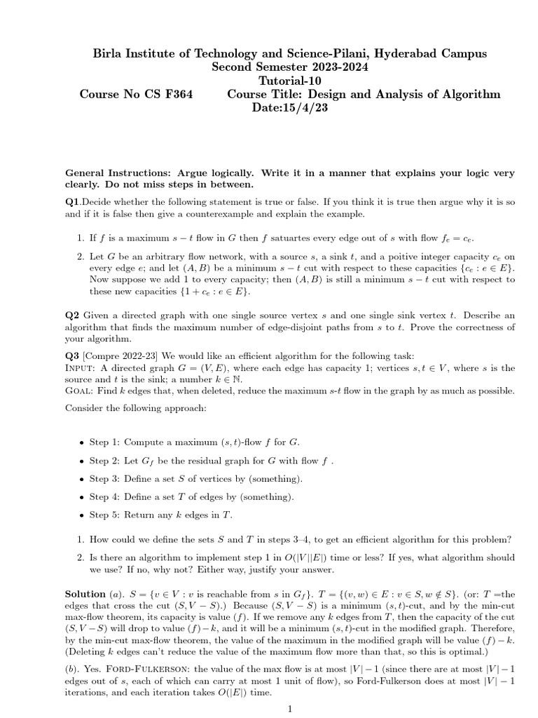 Tut 10 Solution | PDF | Computational Complexity Theory | Mathematical Relations
