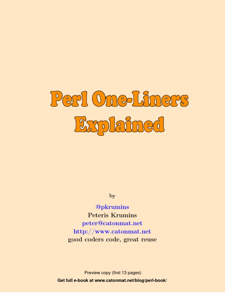 Perl One Liners Explained Preview Copy Pdf Perl Control Flow