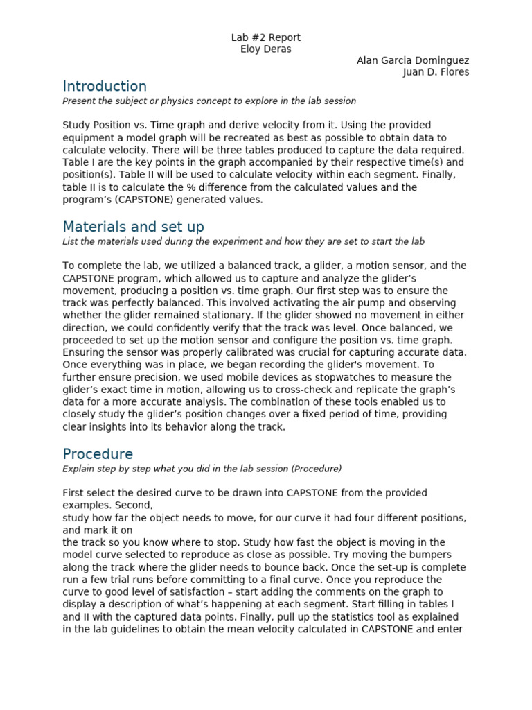 Lab Report 2 | PDF | Velocity | Data