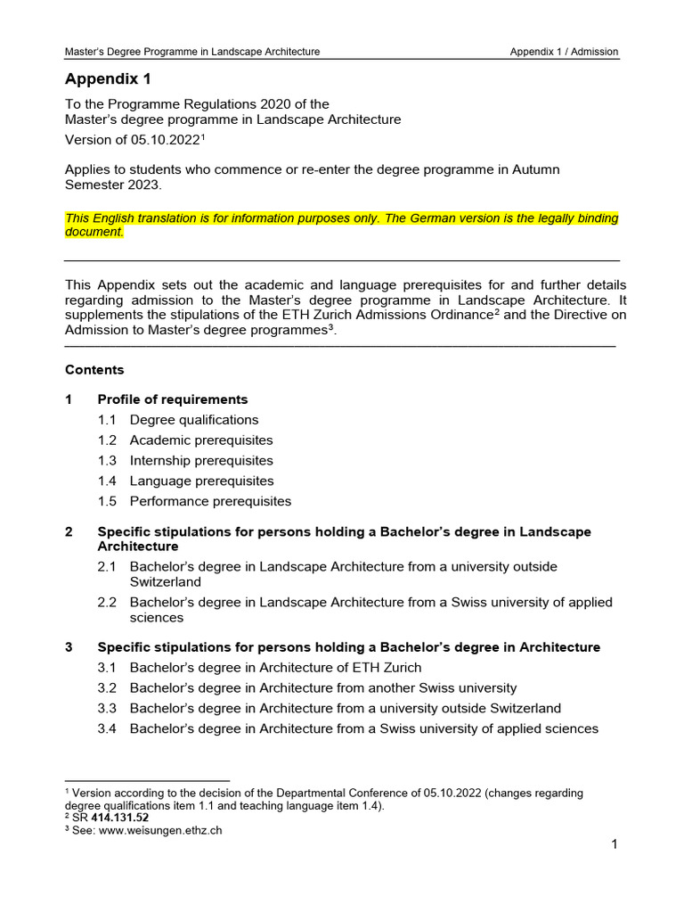 MSc_LArch_Appendix | PDF | Academic Degree | Bachelor's Degree