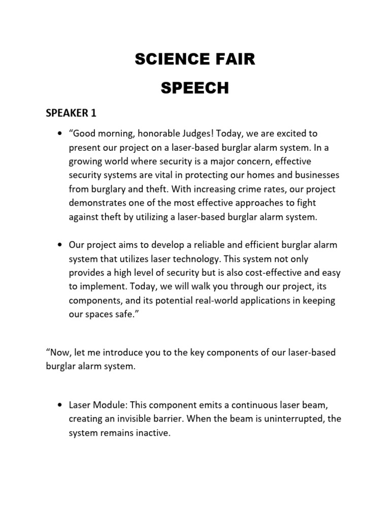 Science Fair Speech | PDF | Security Alarm | Computing