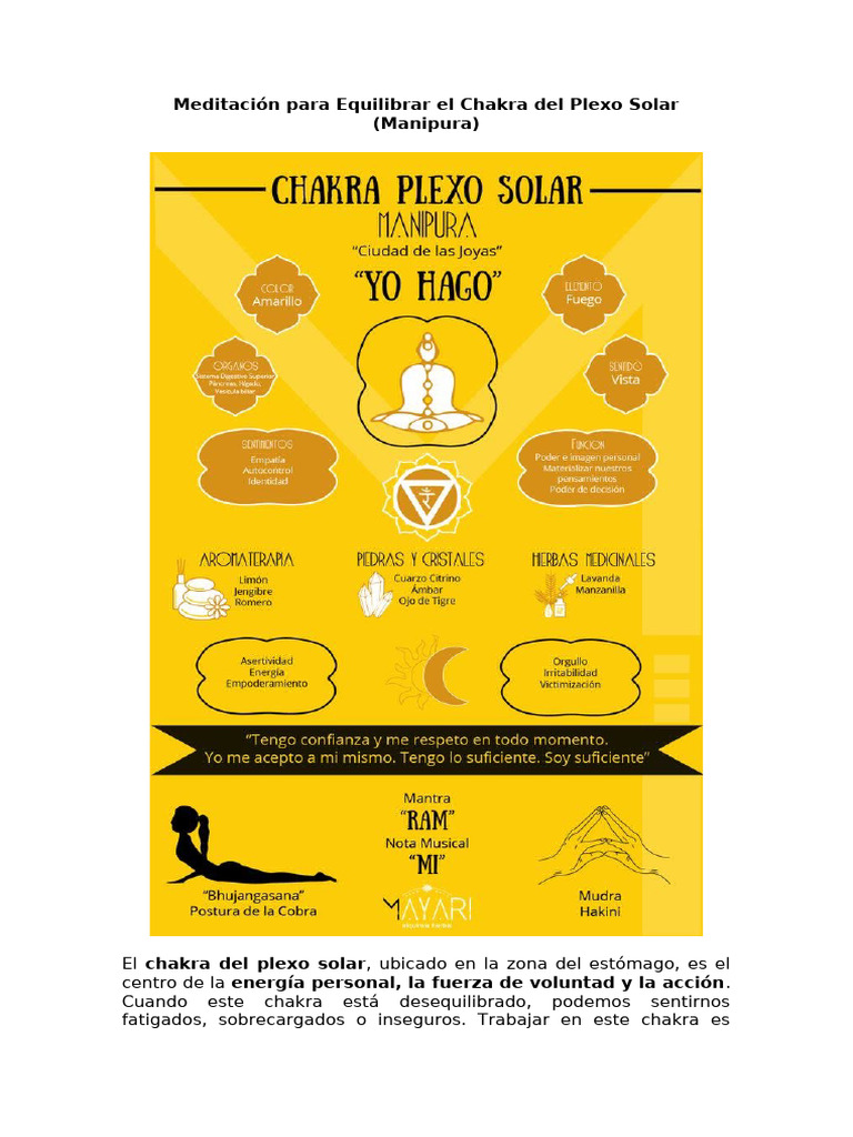 Meditación para Equilibrar El Chakra Del Plexo Solar | PDF