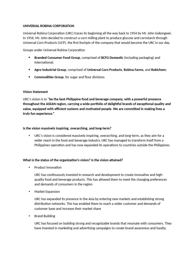 URC's Vision and Stakeholder Focus | PDF | Corporate Social Responsibility | Brand