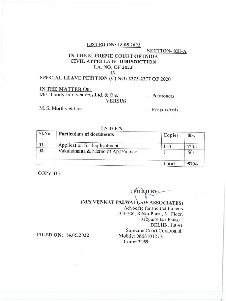 Application for Impleadment | PDF