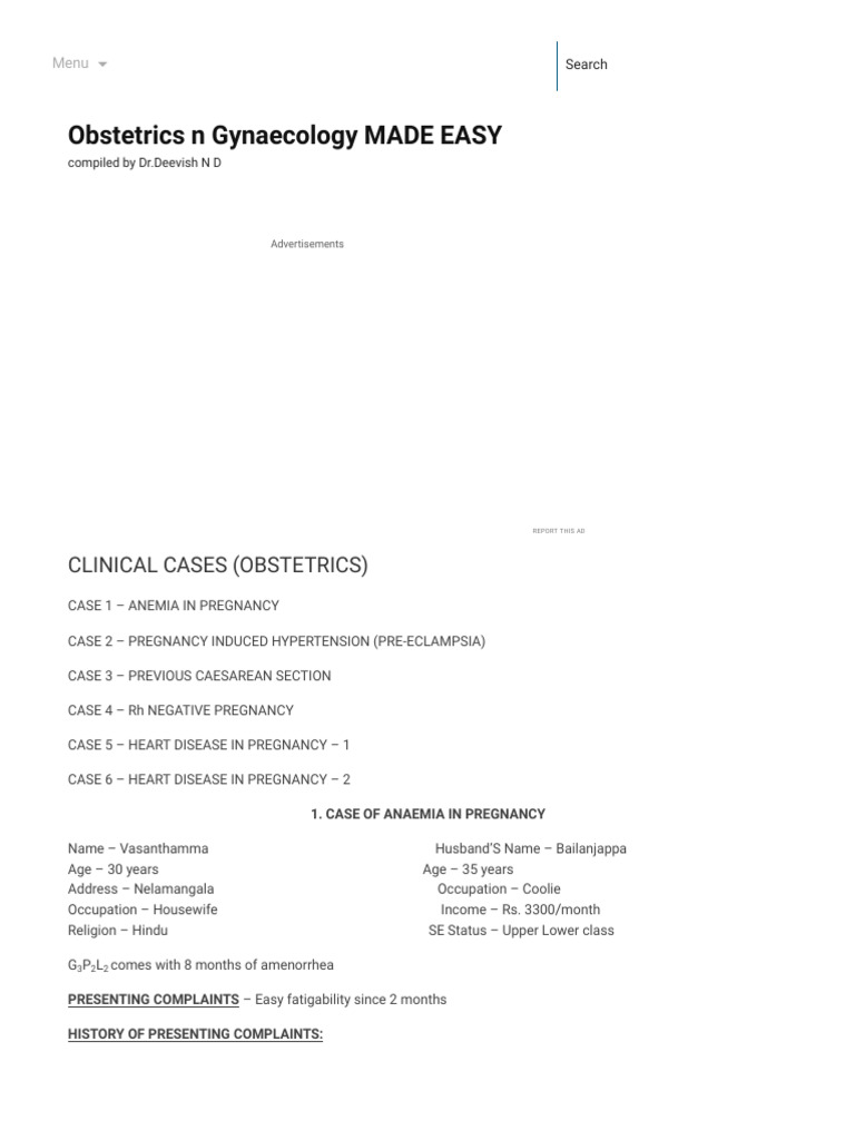 CLINICAL CASES OBSTETRICS Obstetrics N Gynaecology MADE EASY | PDF ...