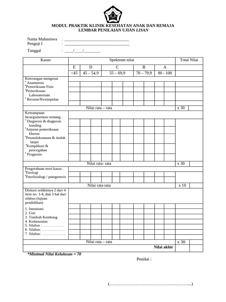 Lembar Penilaian Ujian LongCase | PDF