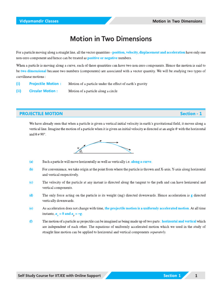 Motion in 2D Section-1 | PDF