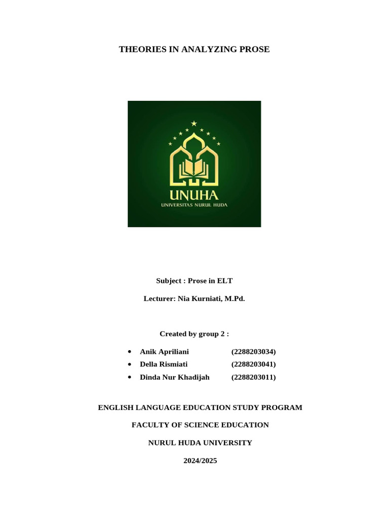 THEORIES - IN - ANALYZING - PROSE - GROUP - 2 Final-2 | PDF | Thought ...