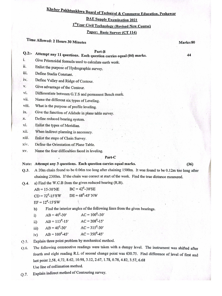 1st Year Civil Engineering 2021 Papers | PDF