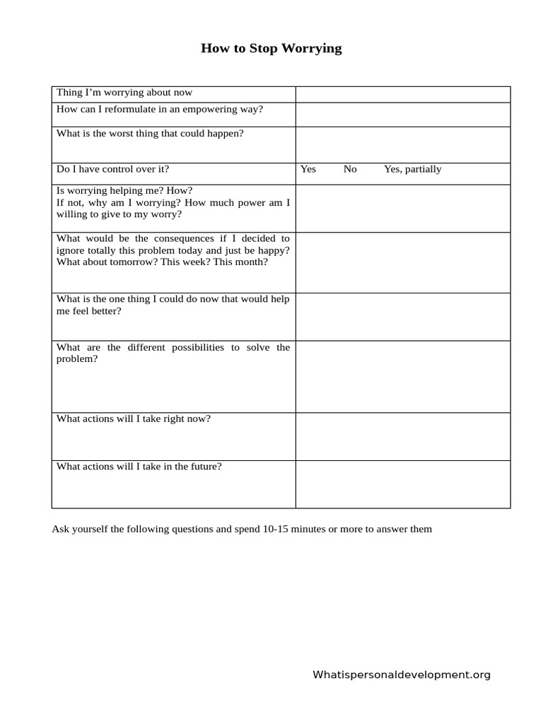 Effective Strategies to Stop Worrying | PDF