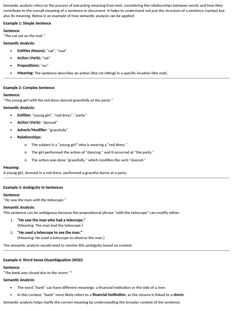 Semantic analysis refers to the process of extracting meaning from text | PDF | Semantics ...