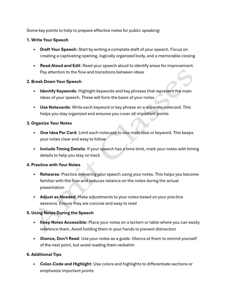 Public Speaking Notes | PDF