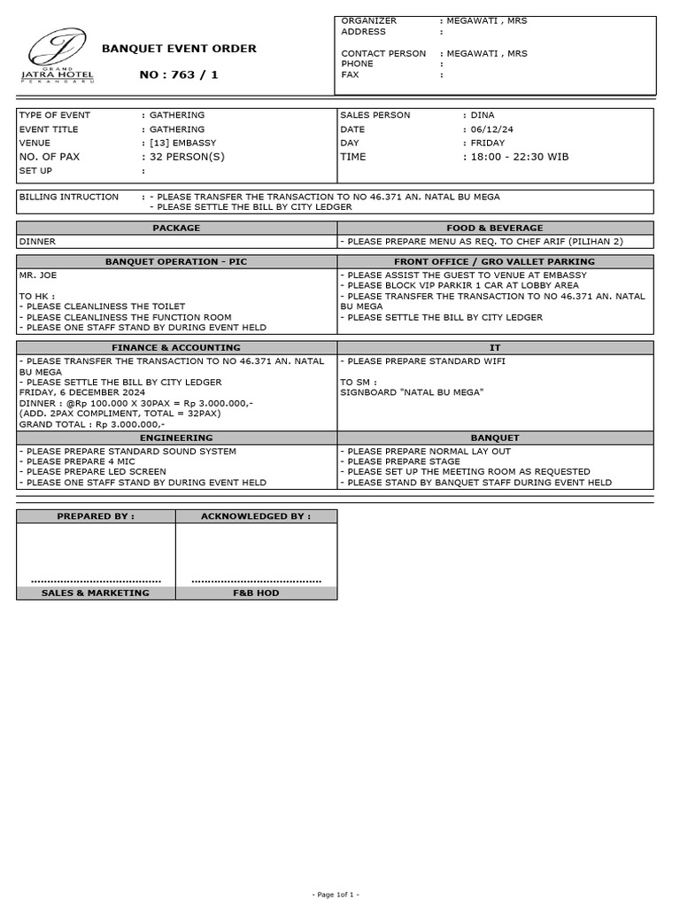 Beo Event Natal Bu Mega (6 Des 2024) | PDF