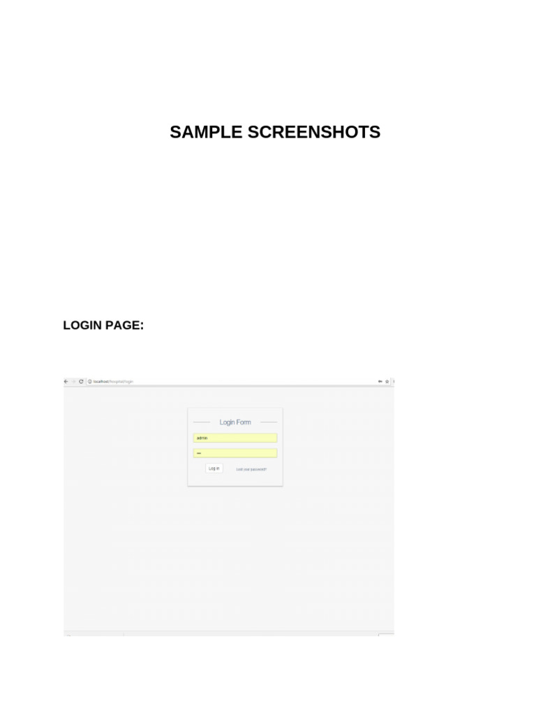 Sample Screenshots: Login Page | PDF