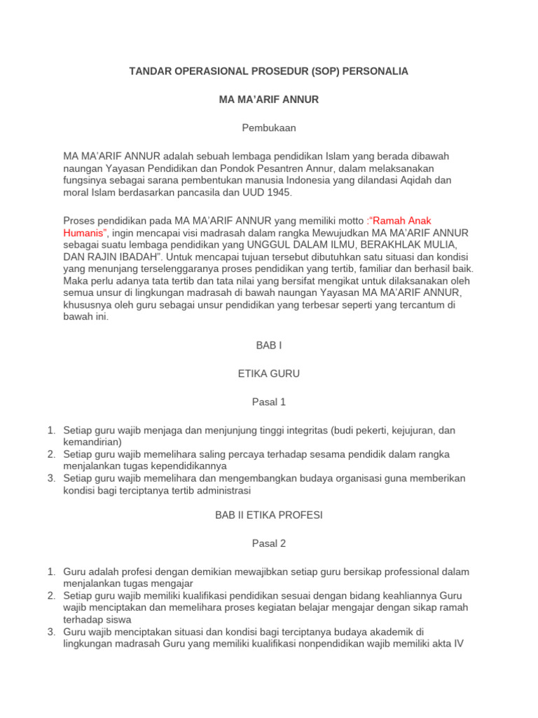 Sop Personalia 1 | PDF