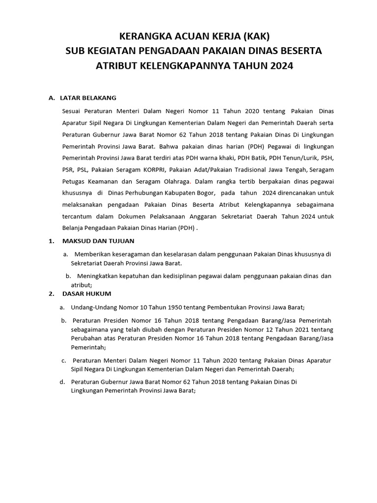 1718939458876-KAK Pengadaan PDH 2024 | PDF