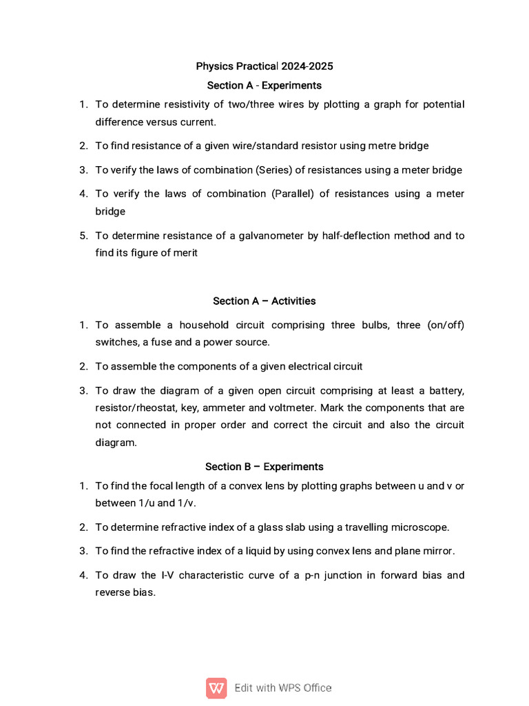 Physics Practical 2024 | PDF