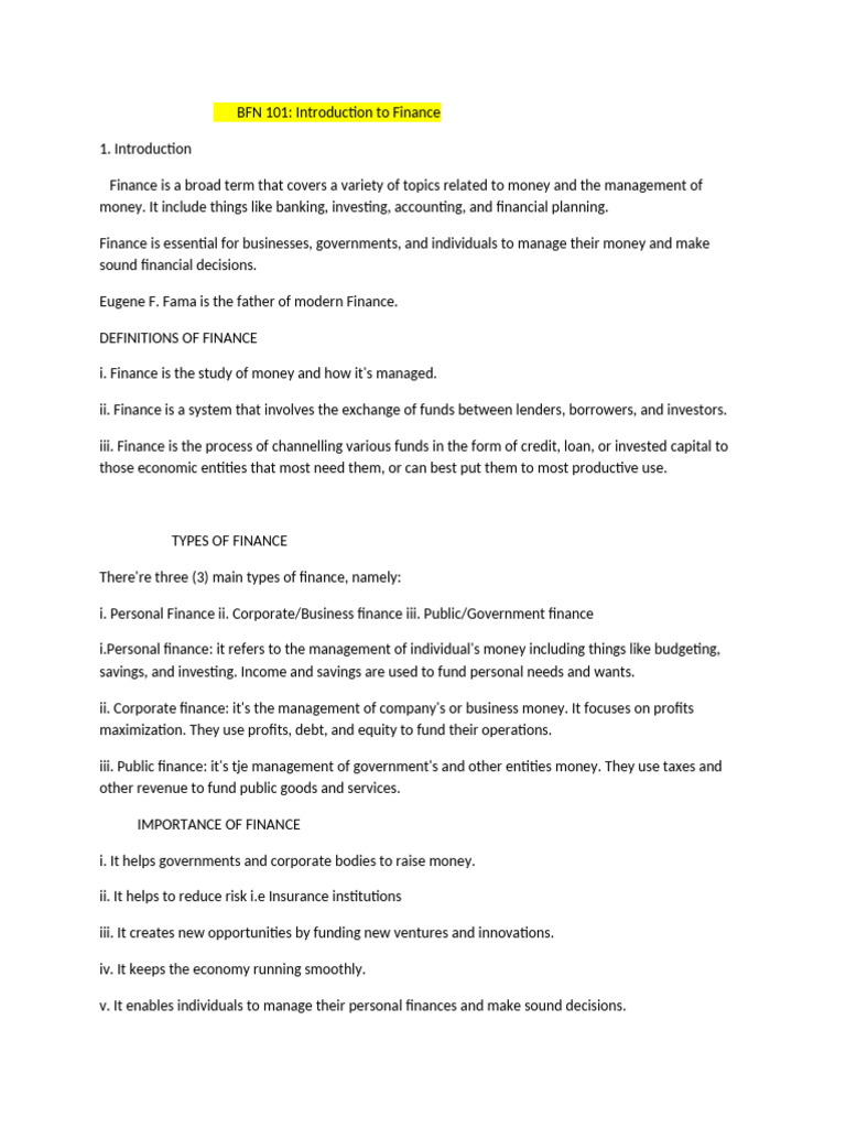 BFN 101 Compendium | PDF | Financial Capital | Equity (Finance)