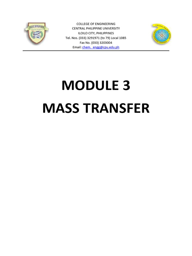 Module 3 Part 1 - Mass Transfer | PDF | Heat Transfer | Diffusion