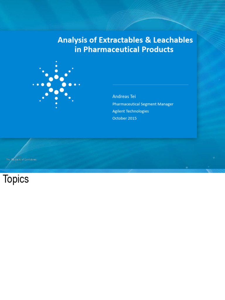 Analysis of Extractables Leachable Compounds in Pharmaceutical Products ...