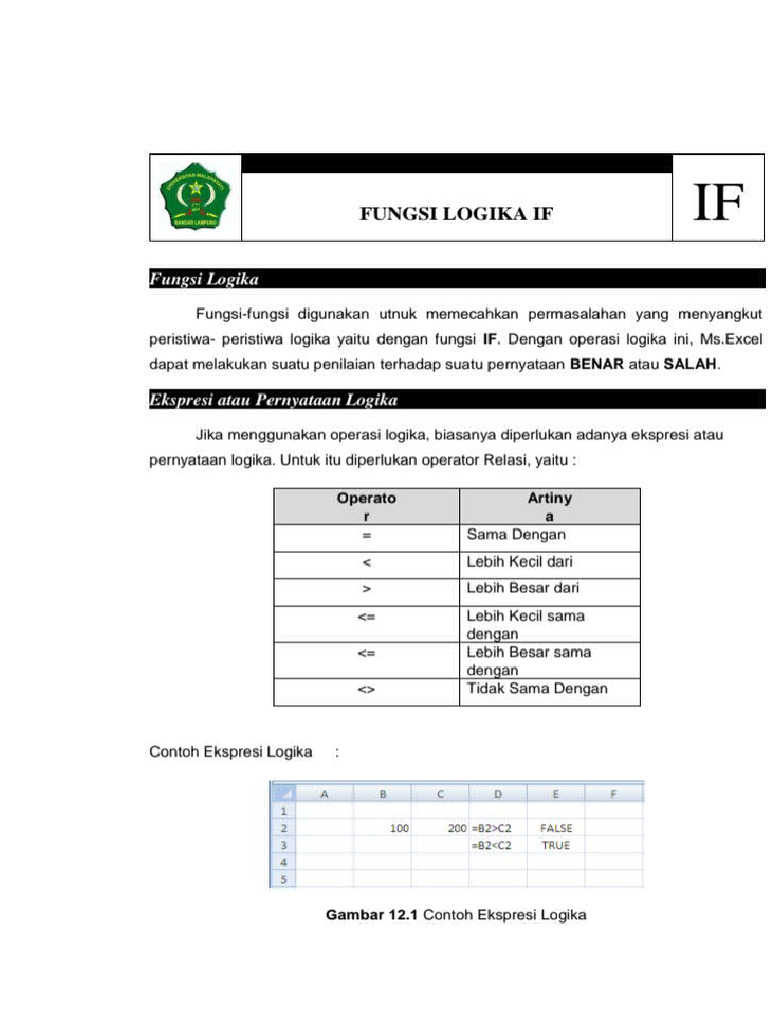 Fungsi Logika IF Dan Fungsi AND - 241113 - 134836 | PDF