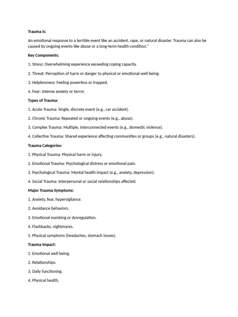 Types and Effects of Trauma | PDF | Psychological Trauma ...