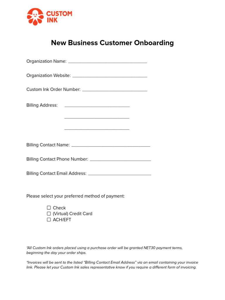 New Business Customer Onboarding Customer Form | PDF