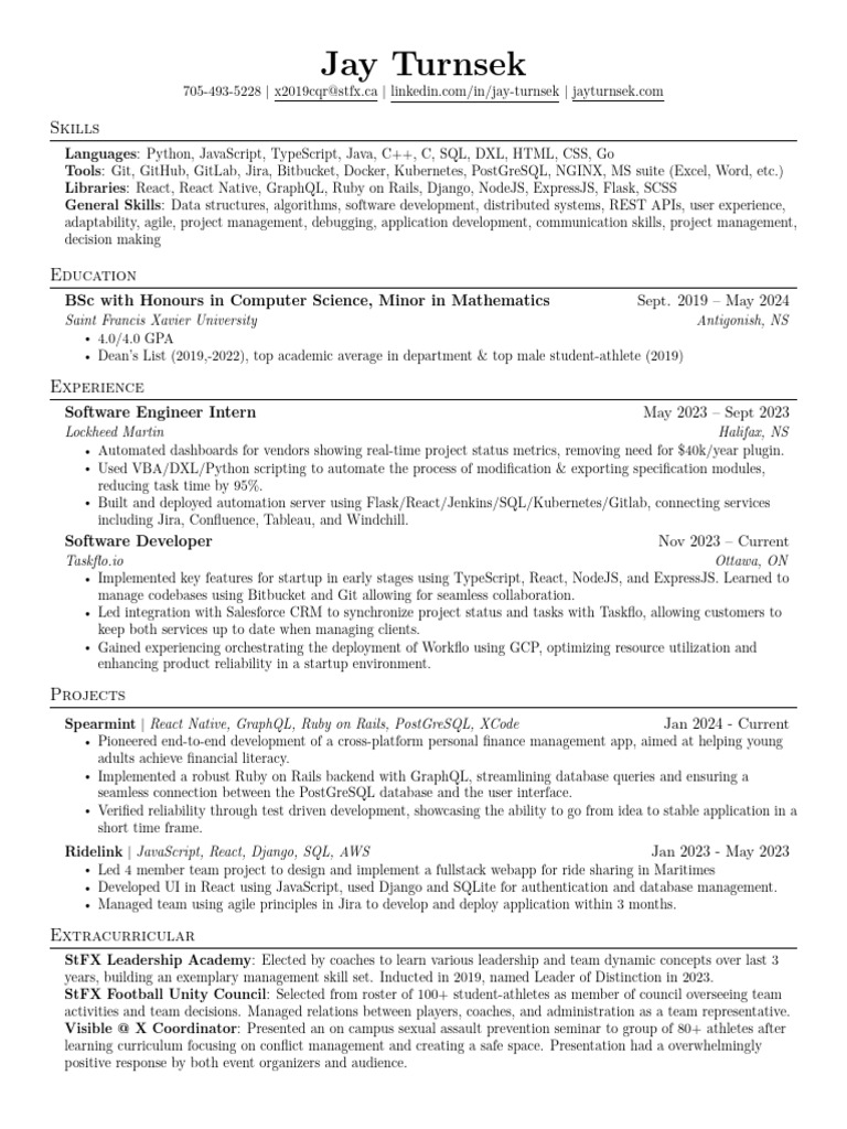stFXResume | PDF | Ruby On Rails | Postgre Sql