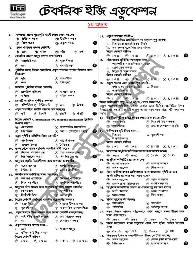 SSC ICT Chap 1 - Ans | PDF