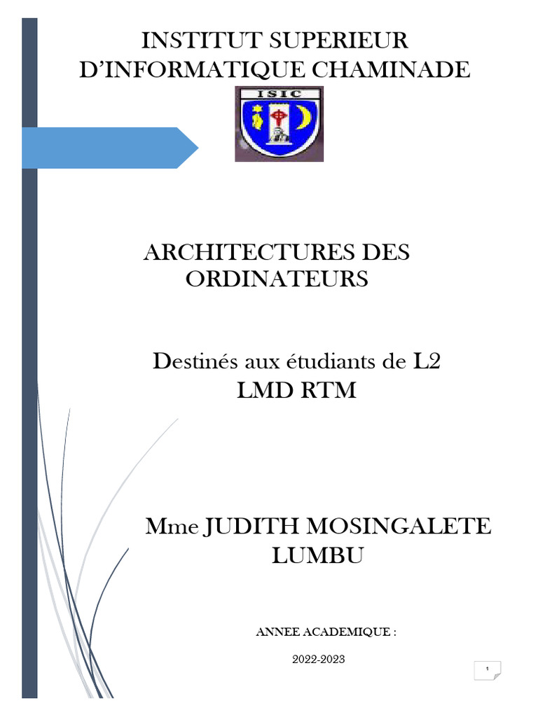 COURS D'ARCHI ISIC 2023 | PDF | Carte réseau | PC compatibles IBM