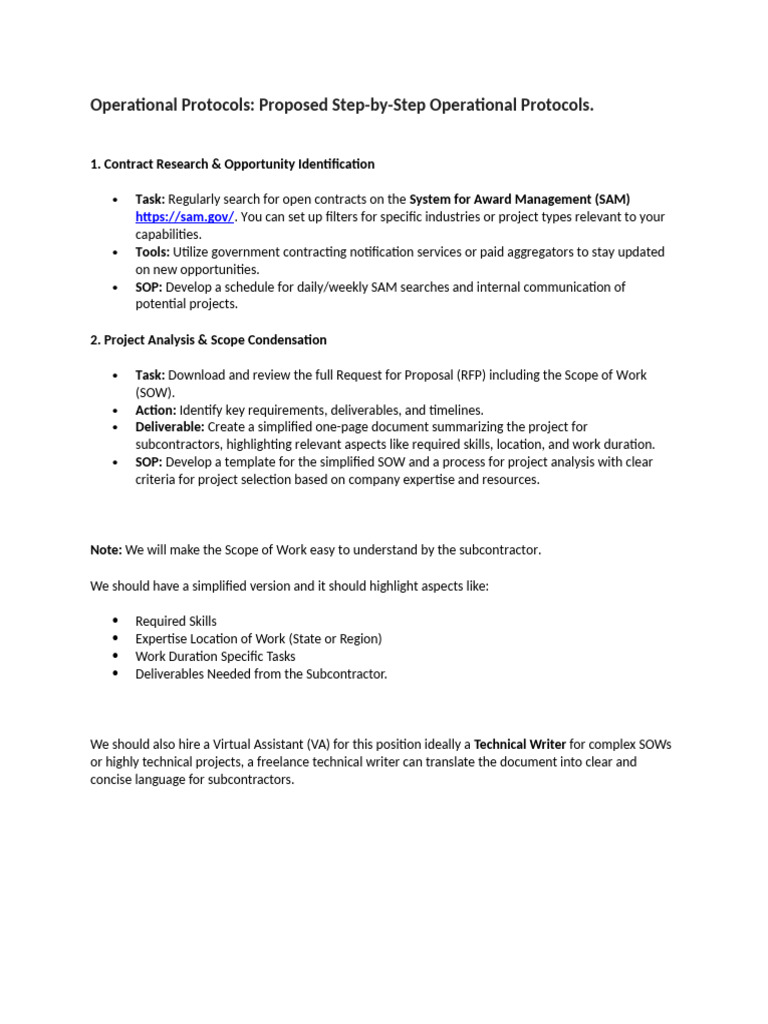 Government Contracting Operational Protocols | PDF | Request For Proposal | Communication