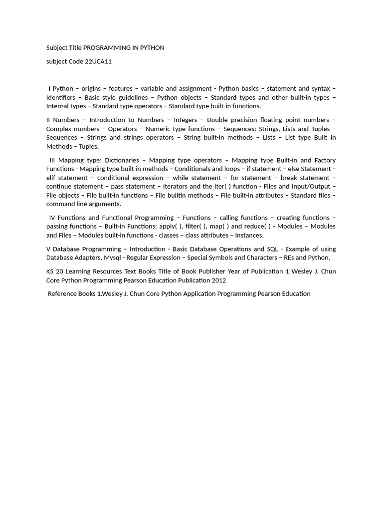 Python Programming Course Overview | PDF