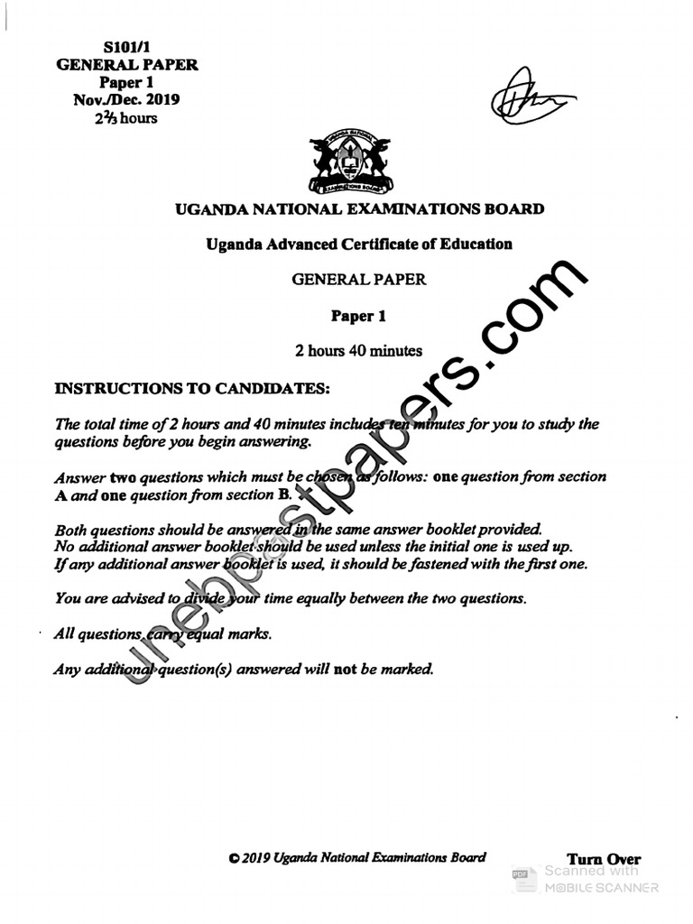 General Paper UNEB Questions | PDF