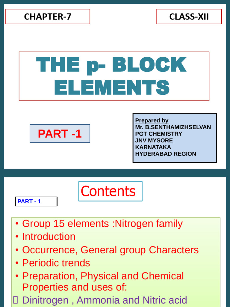 7 P Block Elements 1 | PDF | Nitrogen | Ammonia