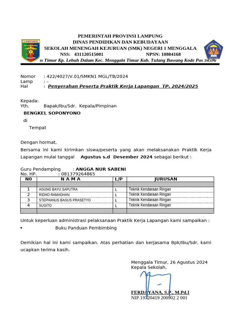 Surat Penyerahan TKR | PDF