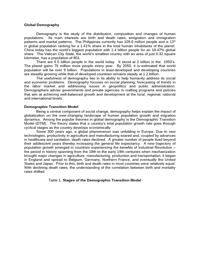 Global Demography and Migration Trends | PDF | Human Migration | Demography