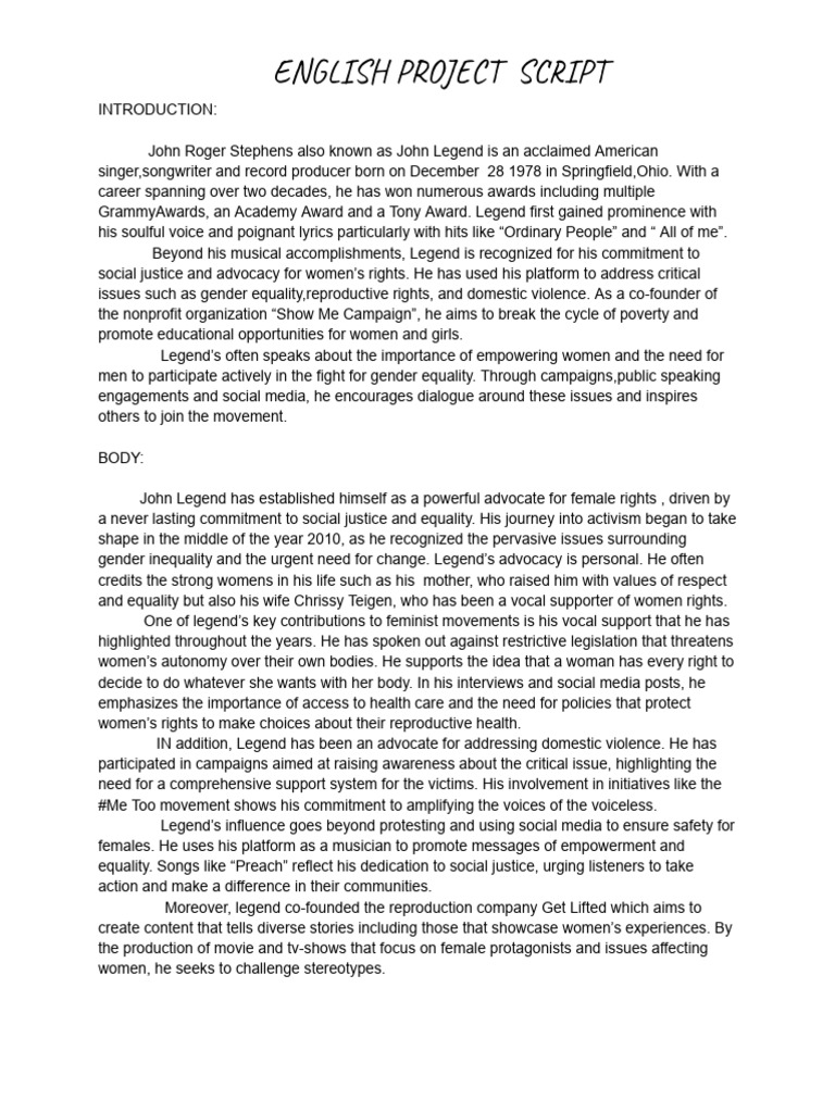 English Project Script (Delina, Leah and Yeabsera) | PDF | Gender ...