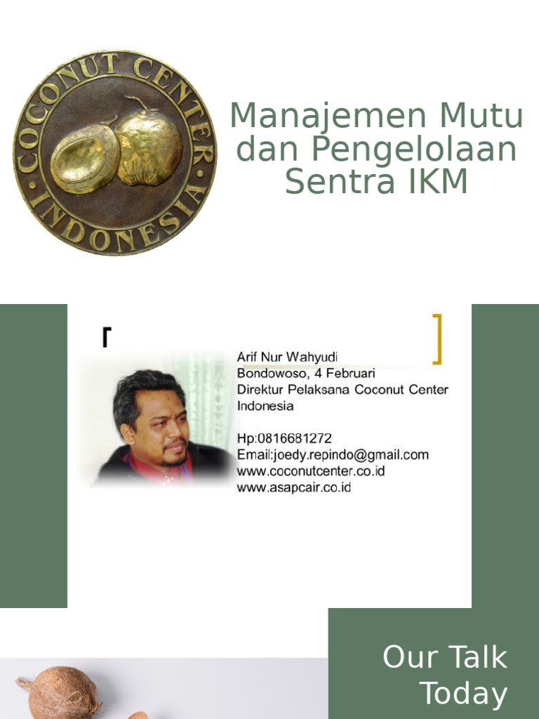 Manajemen Mutu Dan Pengelolaan Sentra IKM Tidore | PDF