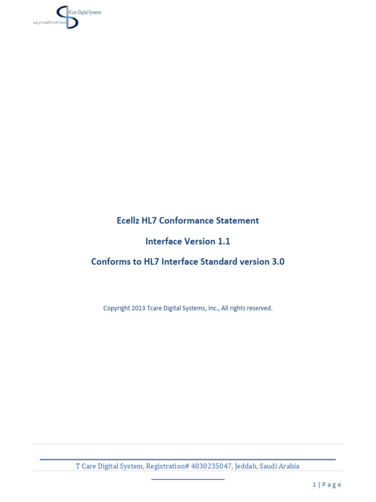 Ecellz HL7 Conformance Statement.V 2021docx | PDF | Network Socket | Port (Computer Networking)