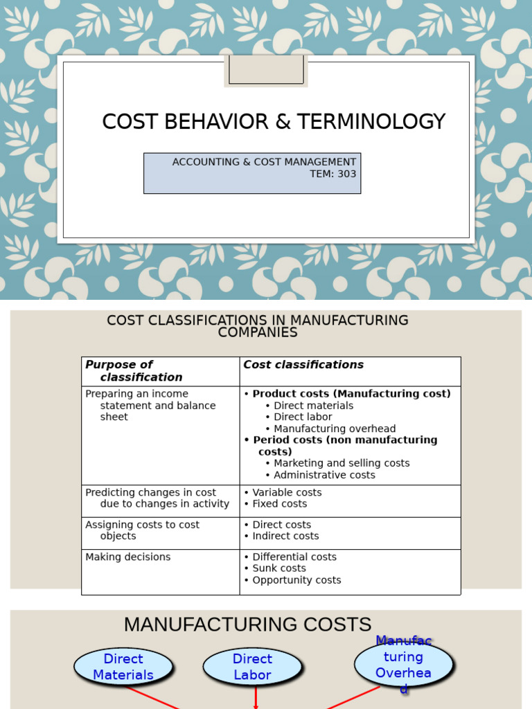 Cost Behavior & Terminology | PDF | Cost Of Goods Sold | Business Economics
