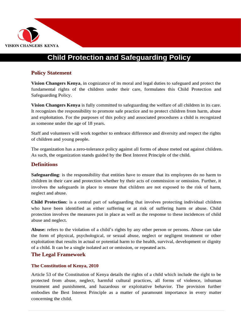 Child Protection Policy VCK 1 | PDF | Child Protection | Justice