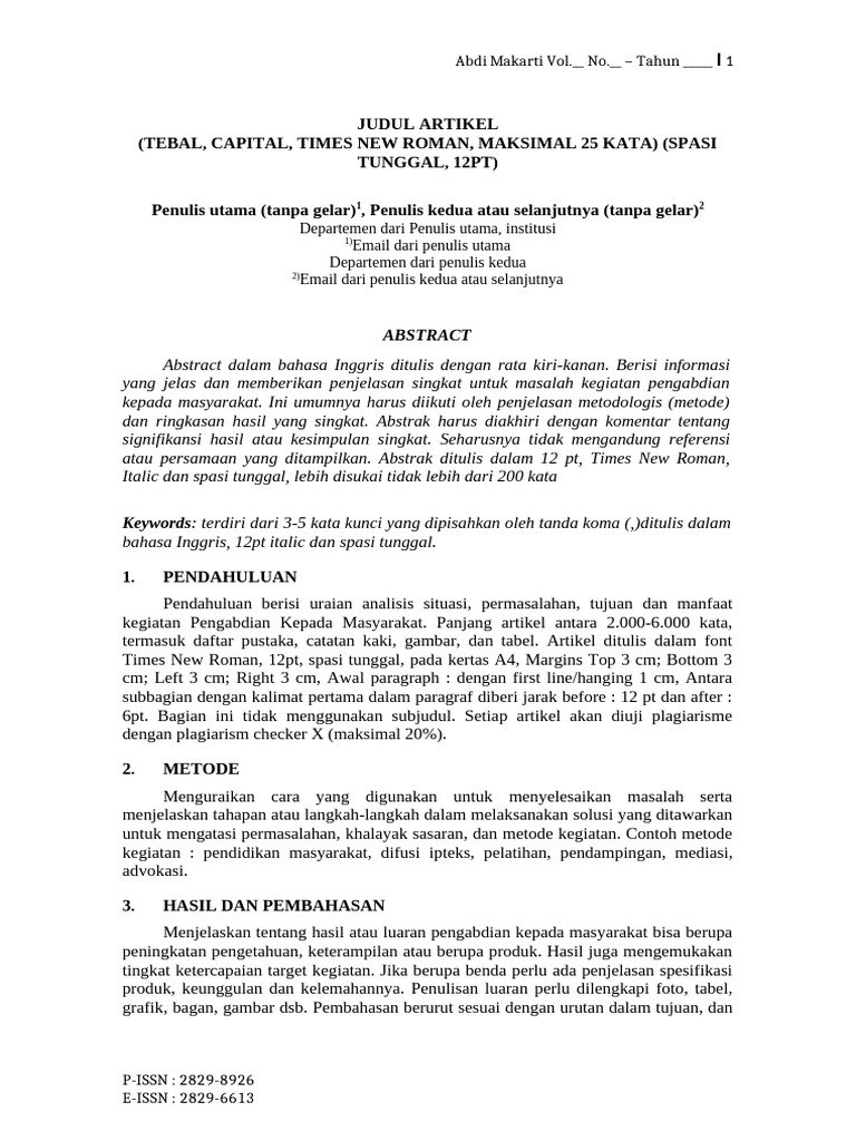 Template Jurnal Abdi Makarti | PDF